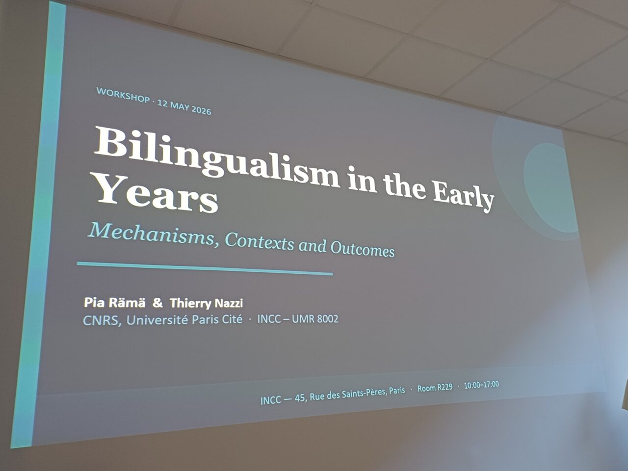 La bilinguisme aux premières années — Une journée scientifique à l'INCC ...